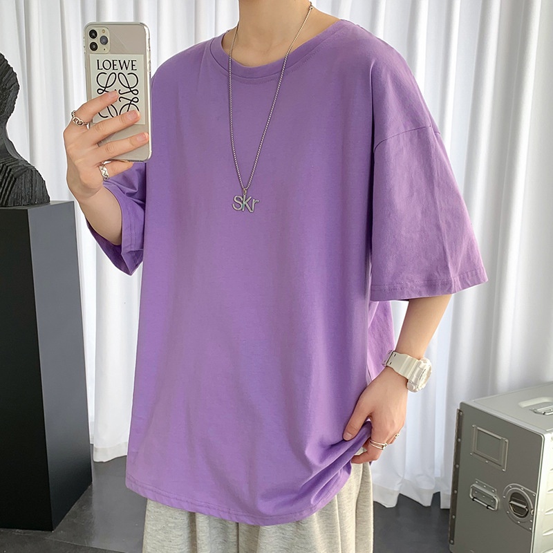 M-8XL Big size t shirt for men Basic plain oversized tee loose Round neck Casual Top Fat man ...