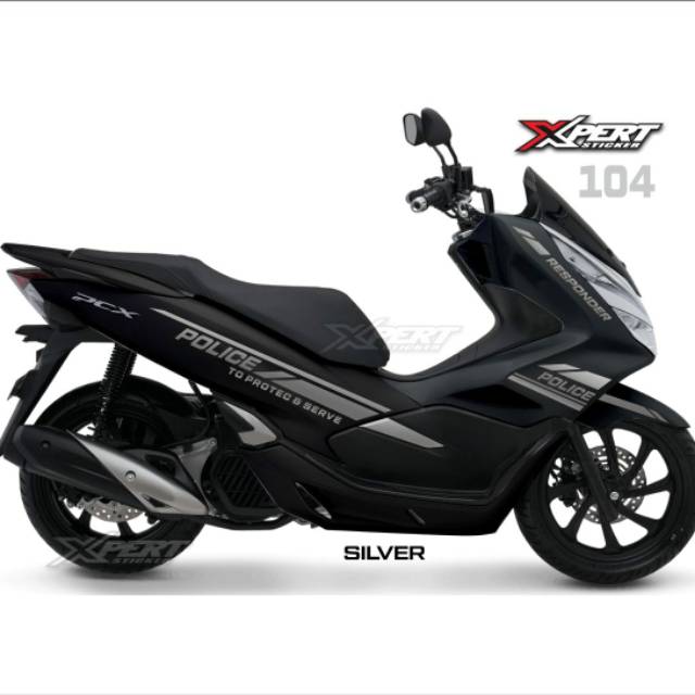 HITAM Cutting sticker for Honda PCX black with black police striping ...