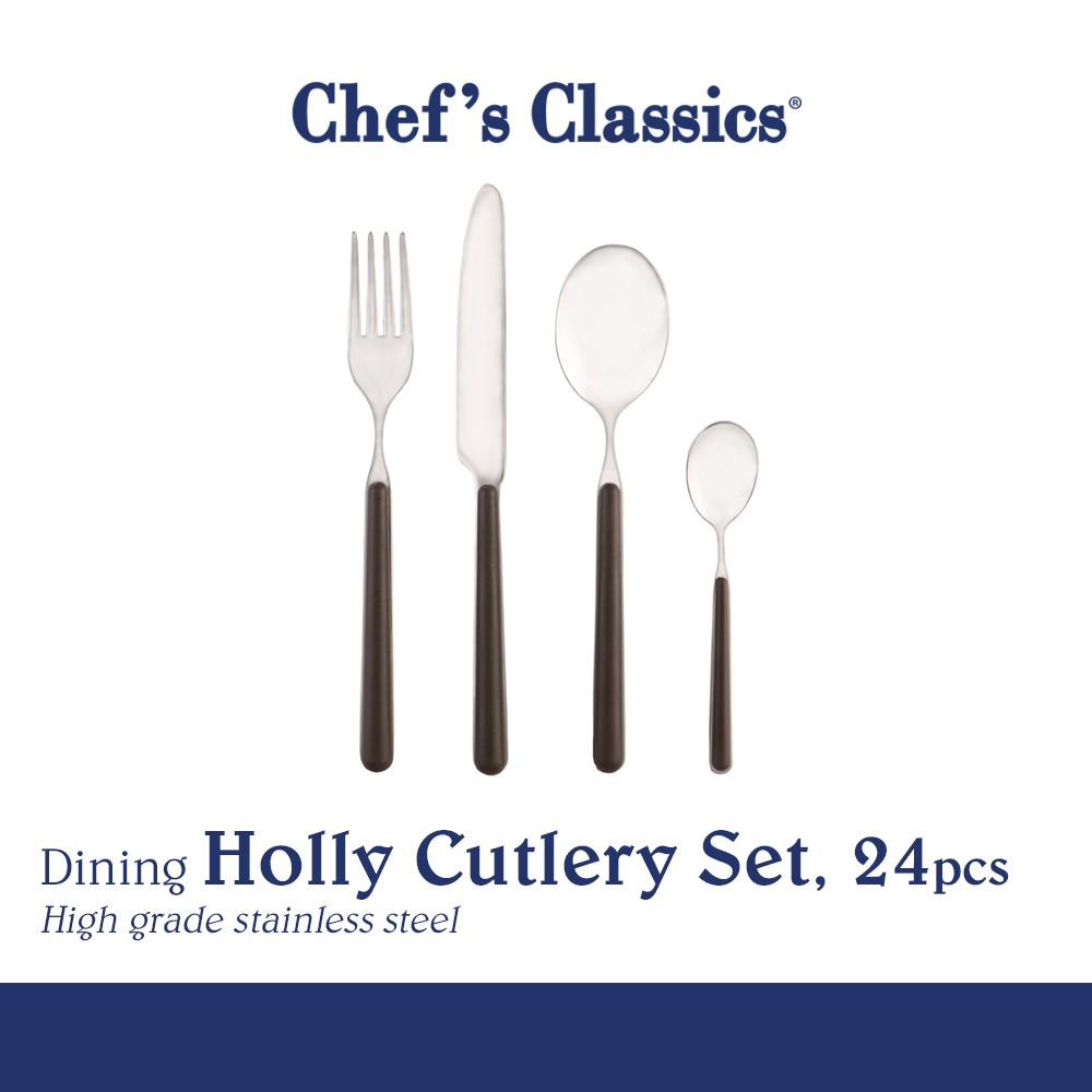 Chef's Classics Dining Holly Stainless Steel Cutlery Set, 24pcs ...