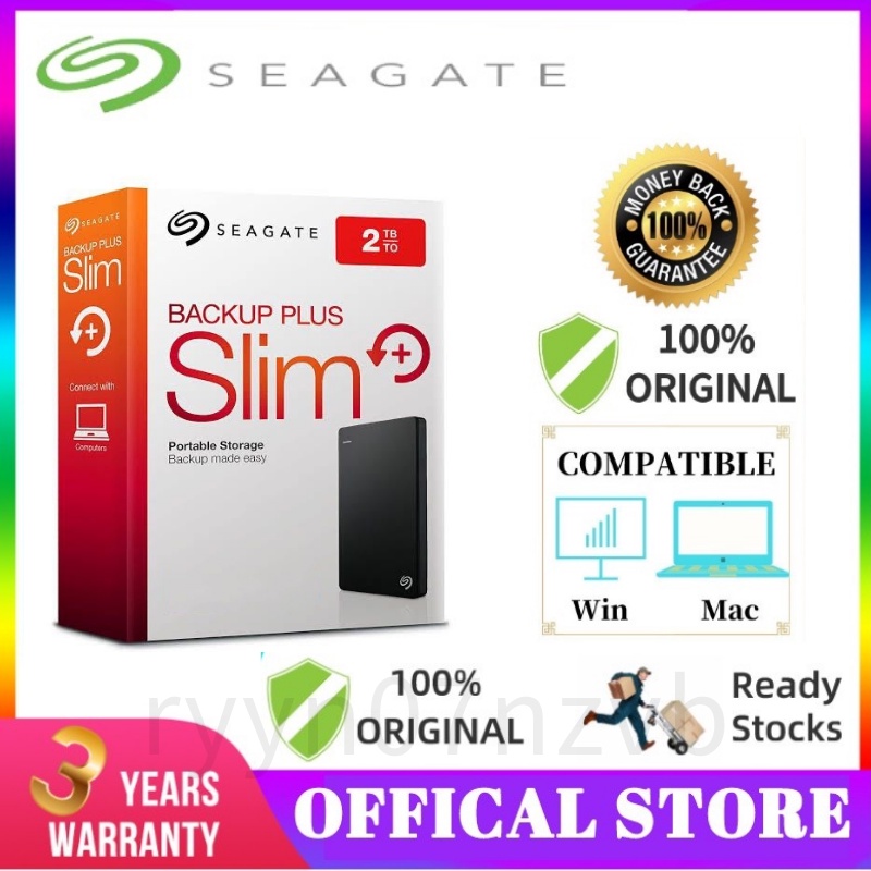 Seagate External Hard Drive 2TB 1TB Backup Plus Slim External Hard Disk ...