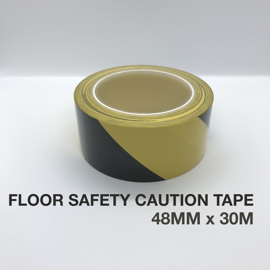 Floor Tape 48mm x 30m Floor Safety Caution Warning Tape PVC Floor Marking Tape Black Yellow ...