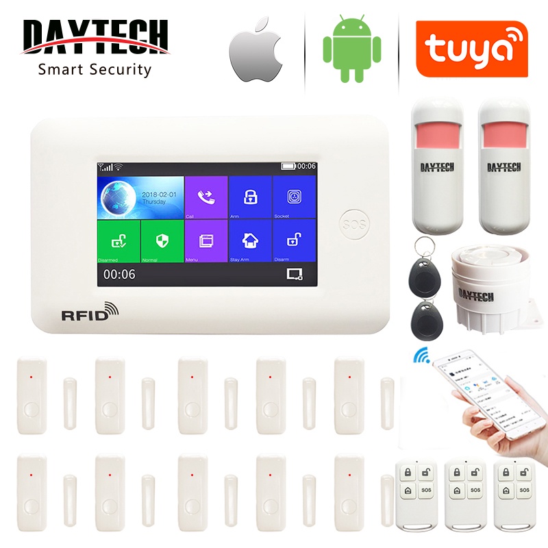DAYTECH WIFI GSM Burglar Alarm System TUYA APP Control Sim Card Alarm ...