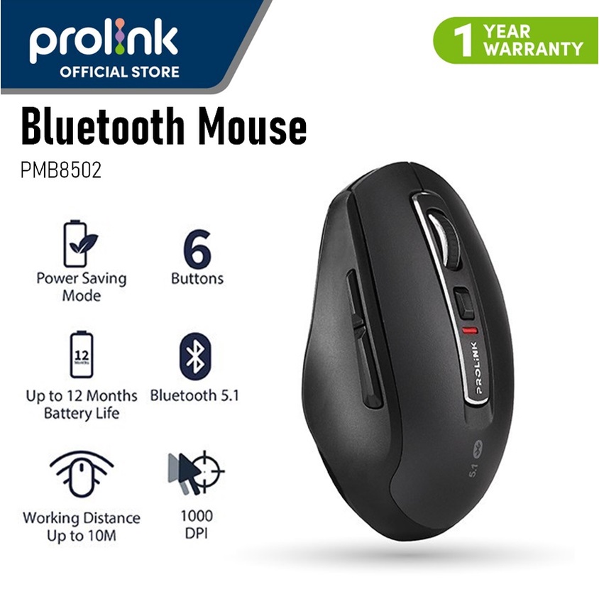 PROLiNK PMB8502 5.1 Bluetooth Wireless Mouse 6-Button 1600dpi On/Off ...