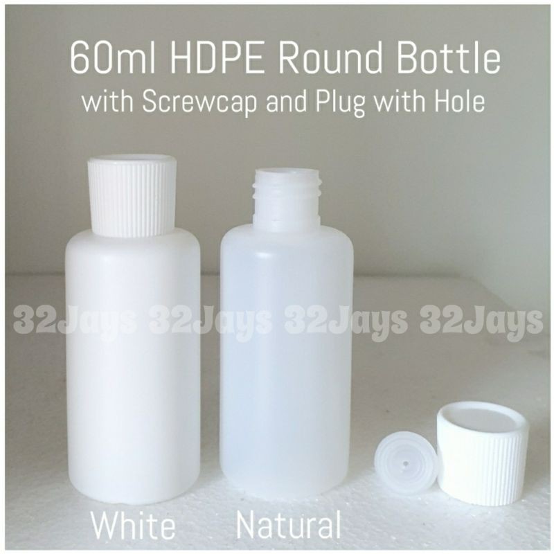 HDPE 60ml ScrewCap Plug Bottle Empty Plastic Container for Liquid Toner ...