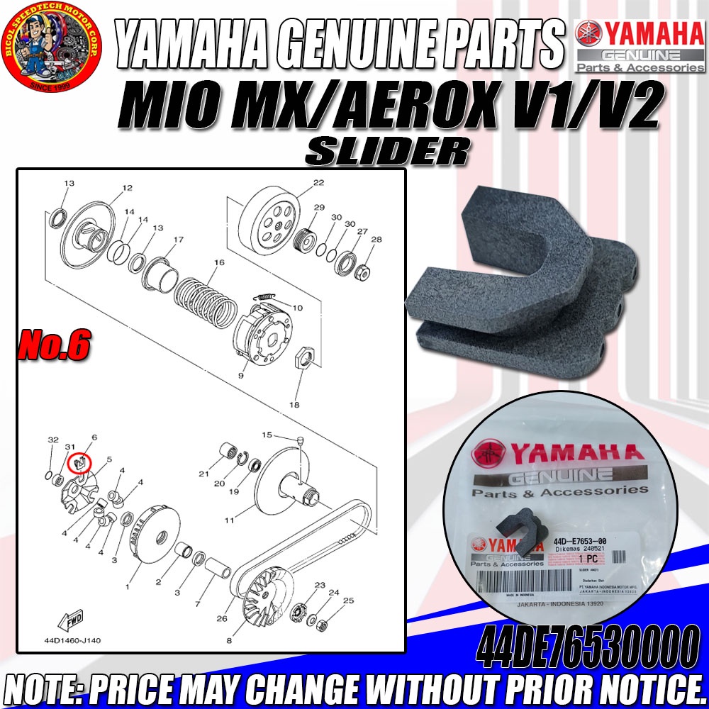 MIO MX/AEROX V1/V2/ NMAX V2 SLIDER (YGP) (GENUINE: 44D-E7653-00) | Shopee Philippines