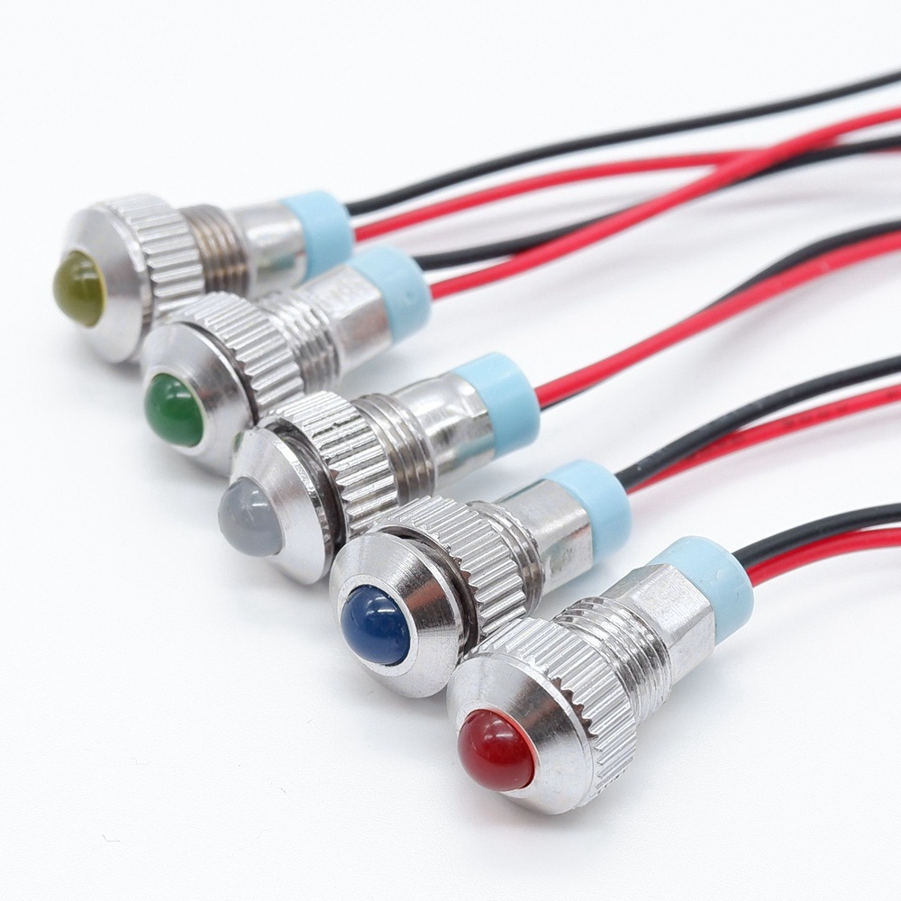Metal Indicator Lights 8mm with Wire 12V 24V 220v Indication Signal ...