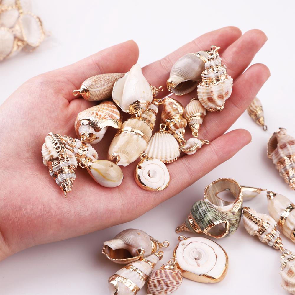 Natural Sea Shell Charms Tiny Conch Cowrie Shells Beads for Women Men ...