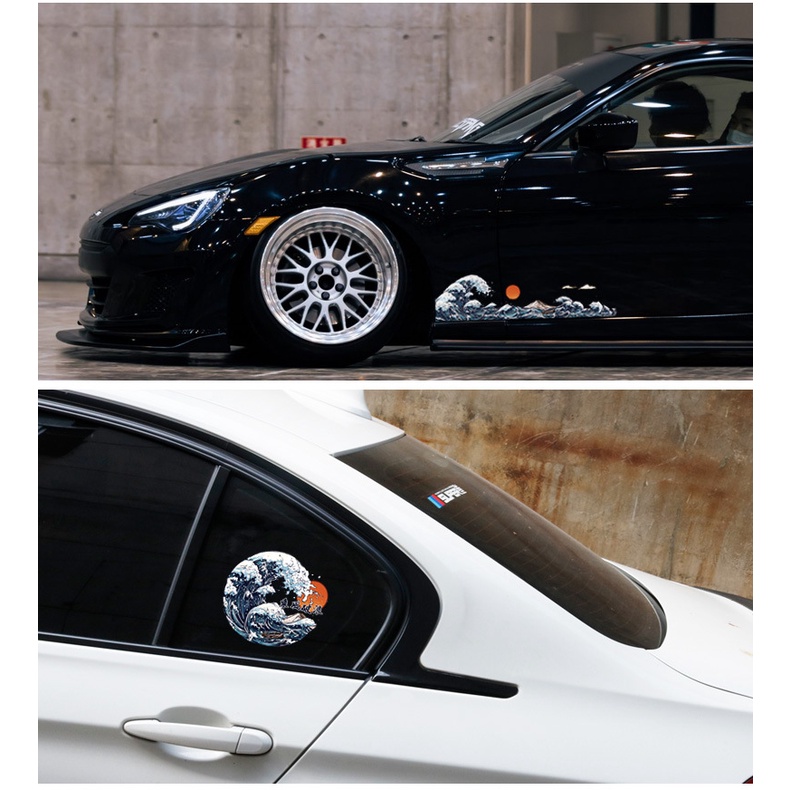 Car Stickers Japanese Ukiyo-E Sea Waves Metal Locomotive JDM Modified ...