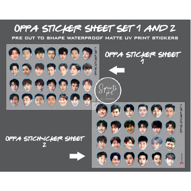 OPPA STICKER SHEET UV PRINTED CUT SHAPED OPPA WATERPROOF STICKERS ...