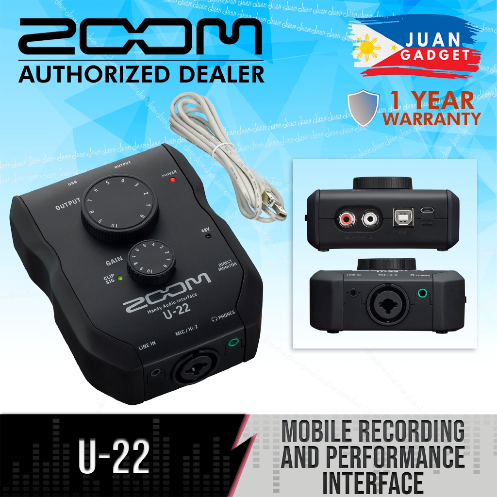 Zoom U-22 (U22) - USB Mobile Recording and Performance 2-in/2-out Ultra-portable Interface ...