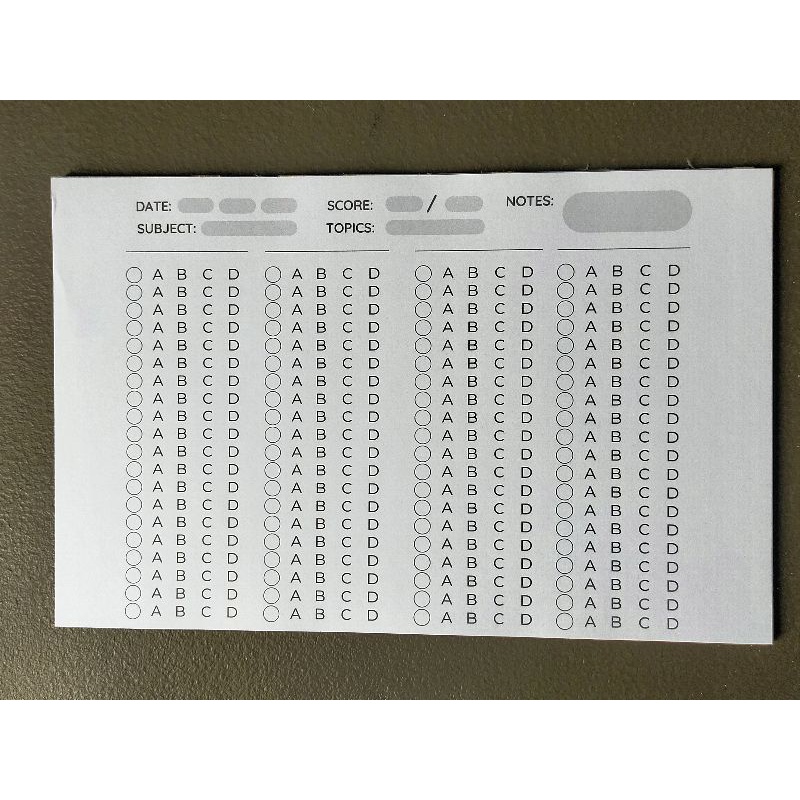 Study Answer Sheet Notepad | ABCD Multiple Choice | Review Notepad ...