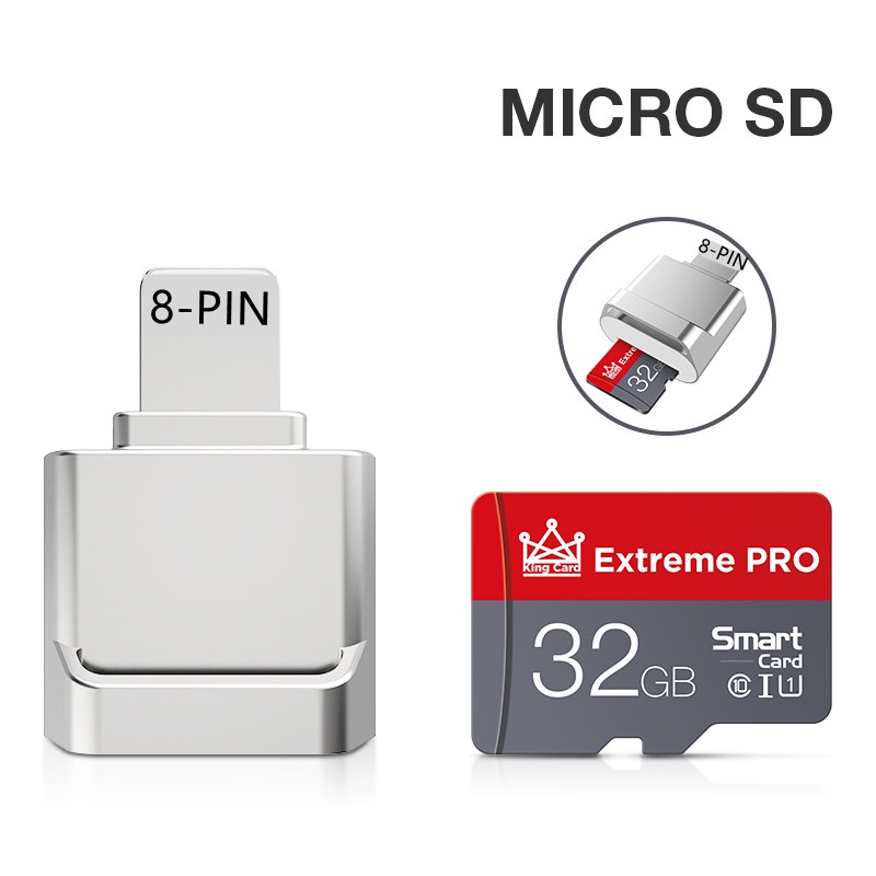 Mini Metal 8PIN Card Reader USB Flash Card Adapter External Flash Drive ...