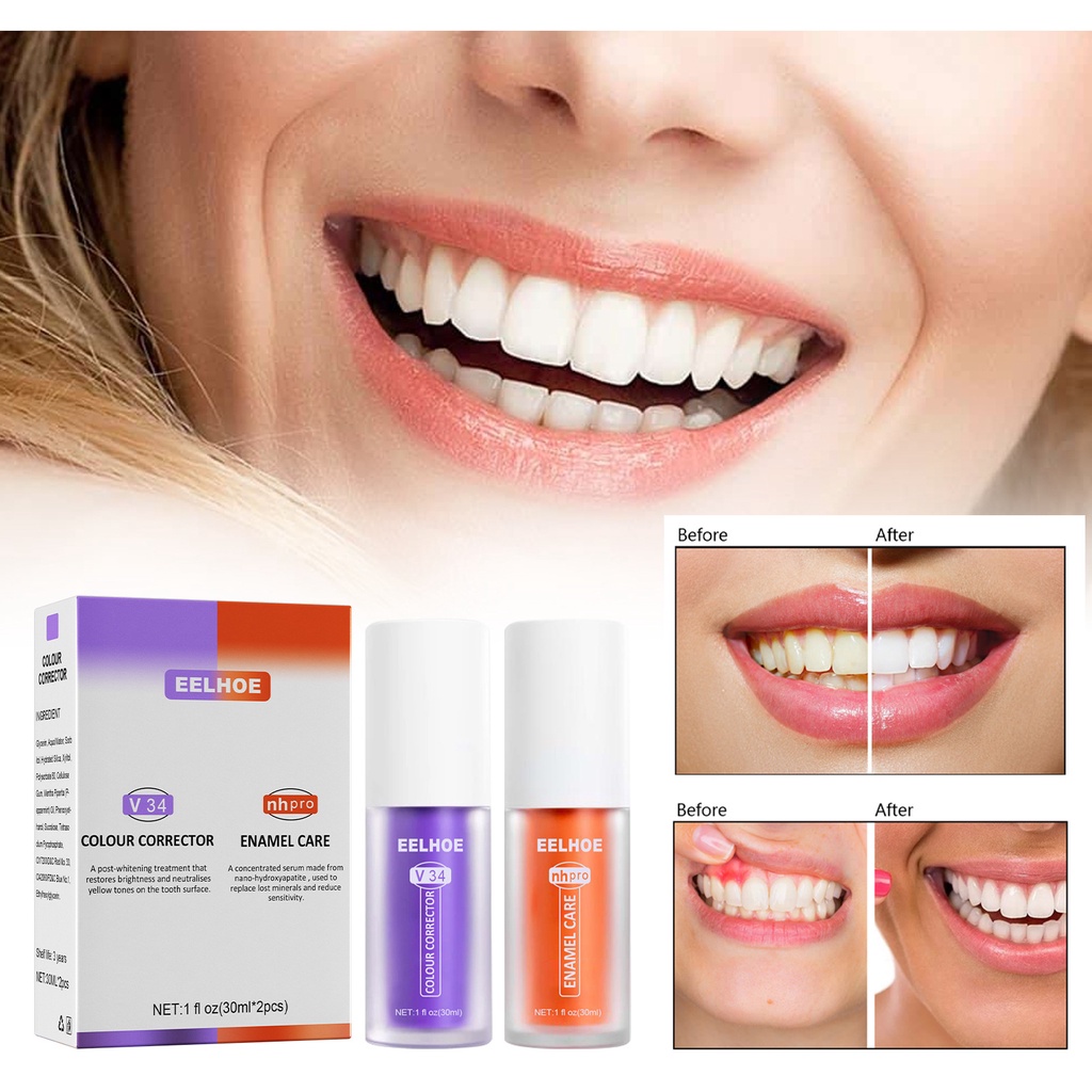 EELHOE V34 Color Corrector Toothpaste Purple Tooth Whitening Repair ...