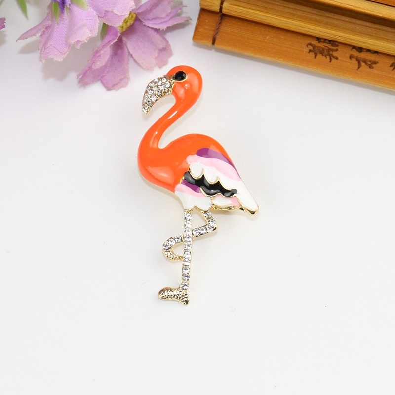 New Beautiful Fashion Rhinestones Flamingo Brooch Female Accessories ...