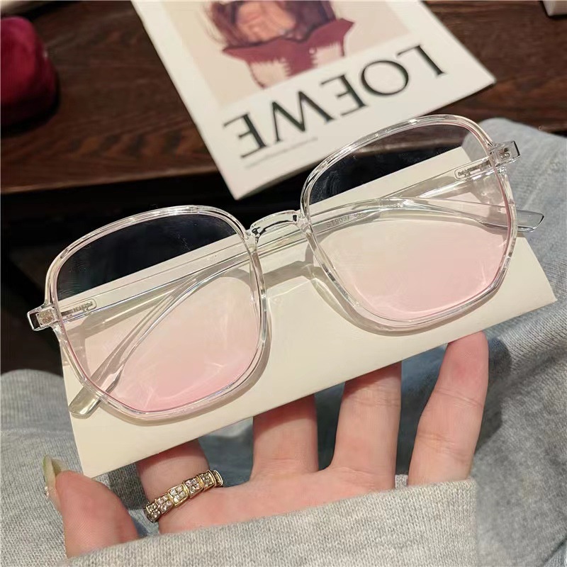 2022 New Style Blush Sunglasses Female Xiaohongshu Tik Tok Plain Black Frame Glasses High-Value ...