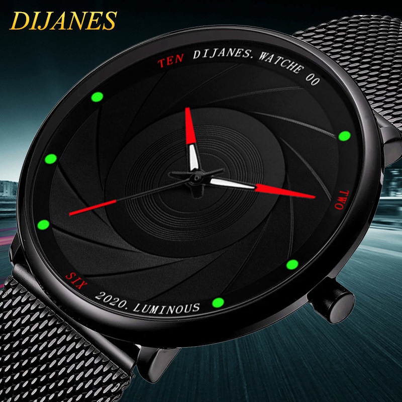 DIJANES Luminous Men's Mesh Strap Watch Men's Business Quartz Watch ...