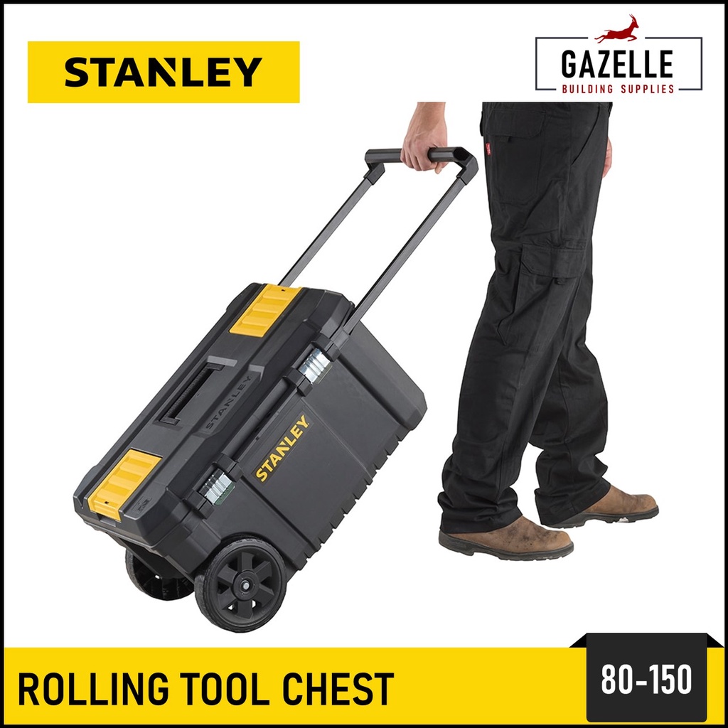 Stanley Essential 50L Chest with Metal Latches with Wheels Rolling Tool ...
