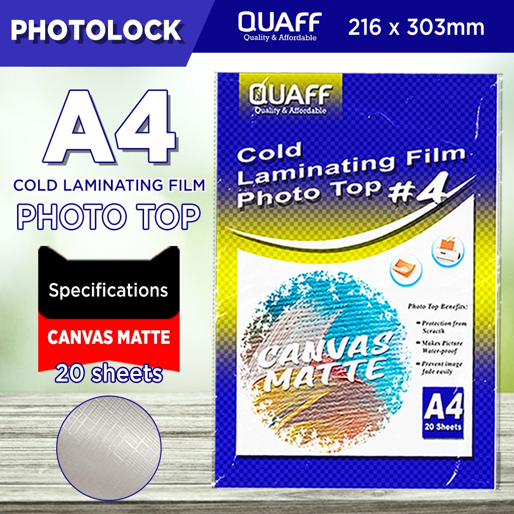 A4 Size QUAFF Photo Top / Cold Laminating Film 80micron (20 sheets ...