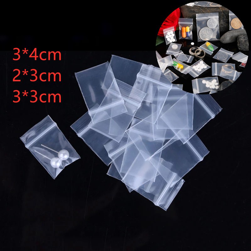 100Pcs/pack 4x3cm Mini Zipper Baggies Plastic Packaging Small Bag 3 ...