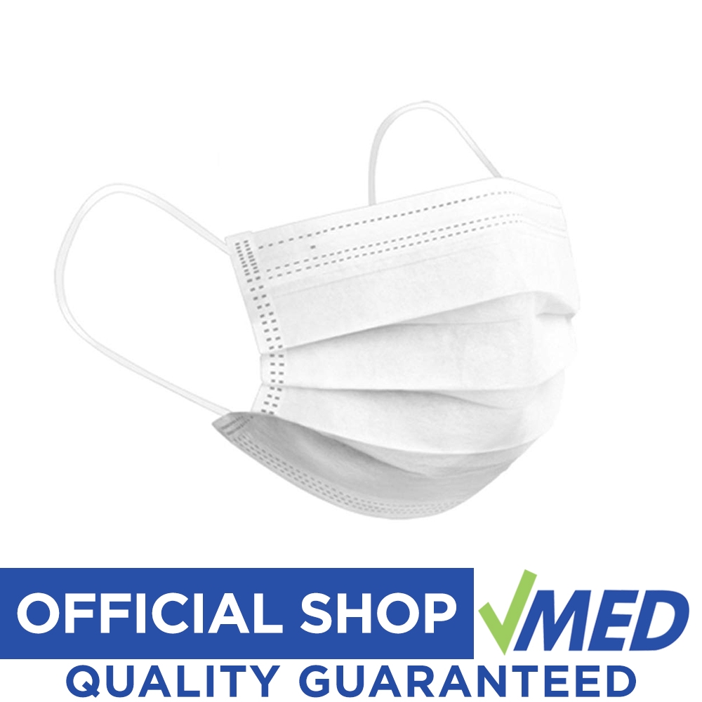 VMED Prohealthcare Disposable White Face Mask 3 Ply Ear Loop 1 Box Of ...