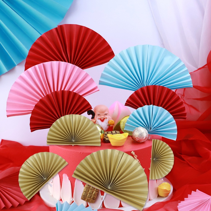 1Pcs Paper Folding Fan Shaped Wedding Cake Topper Glossy Origami Palm ...