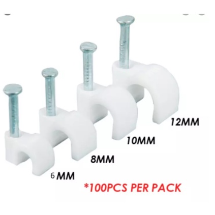 Cable clamp Cable Clips 100pcs. (PVC Clips) Cable Ethernet TV Telephone Wires Nail Clips ...