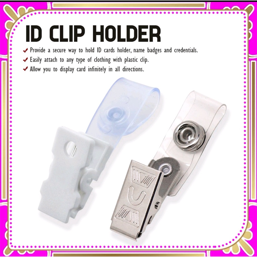 ID Clip Holder Metal & Plastic Clip Type (100pcs/pack) | Shopee Philippines