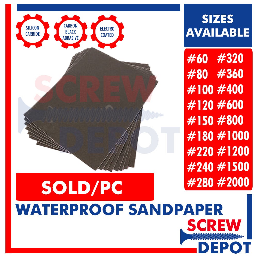 Sandpaper / Sand Paper / Liha Grit 60 up to 2000 Screw Depot | Shopee ...