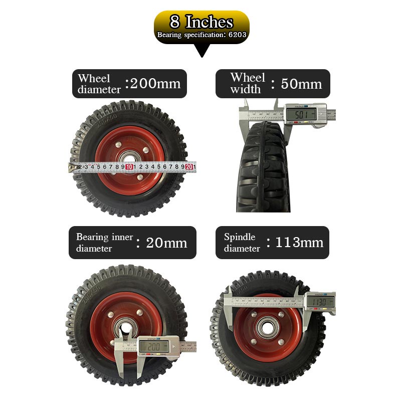 Heavy Duty Steel Body Rubber Wheel / Pushcart Wheel 6 Inch, 8 Inch ...