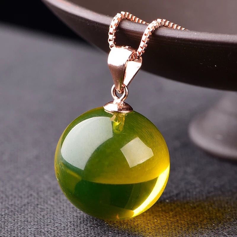 Pure Natural Mexican Still Water Blue Amber Necklace Pendant Beeswax ...