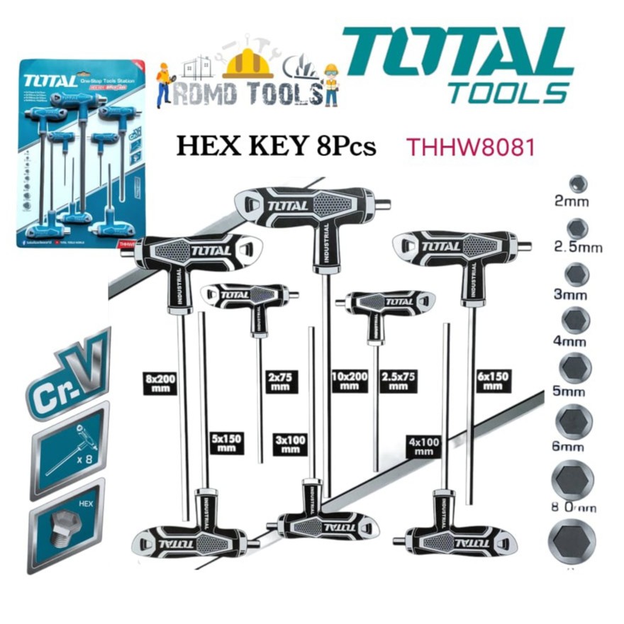 TOTAL 8 PCS T-HANDLE HEX WRENCH HEAVY DUTY (THHW8081) | Shopee Philippines