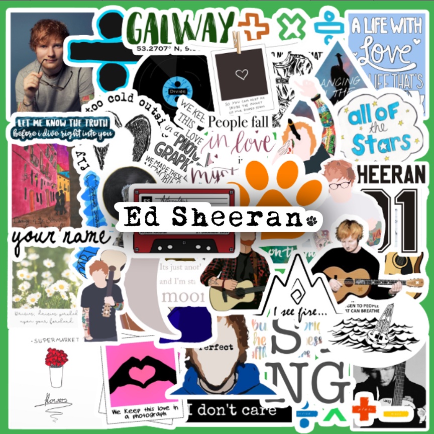 50 pcs. ED SHEERAN stickers DIVIDE | water proof | SHEERIOS stickers ...