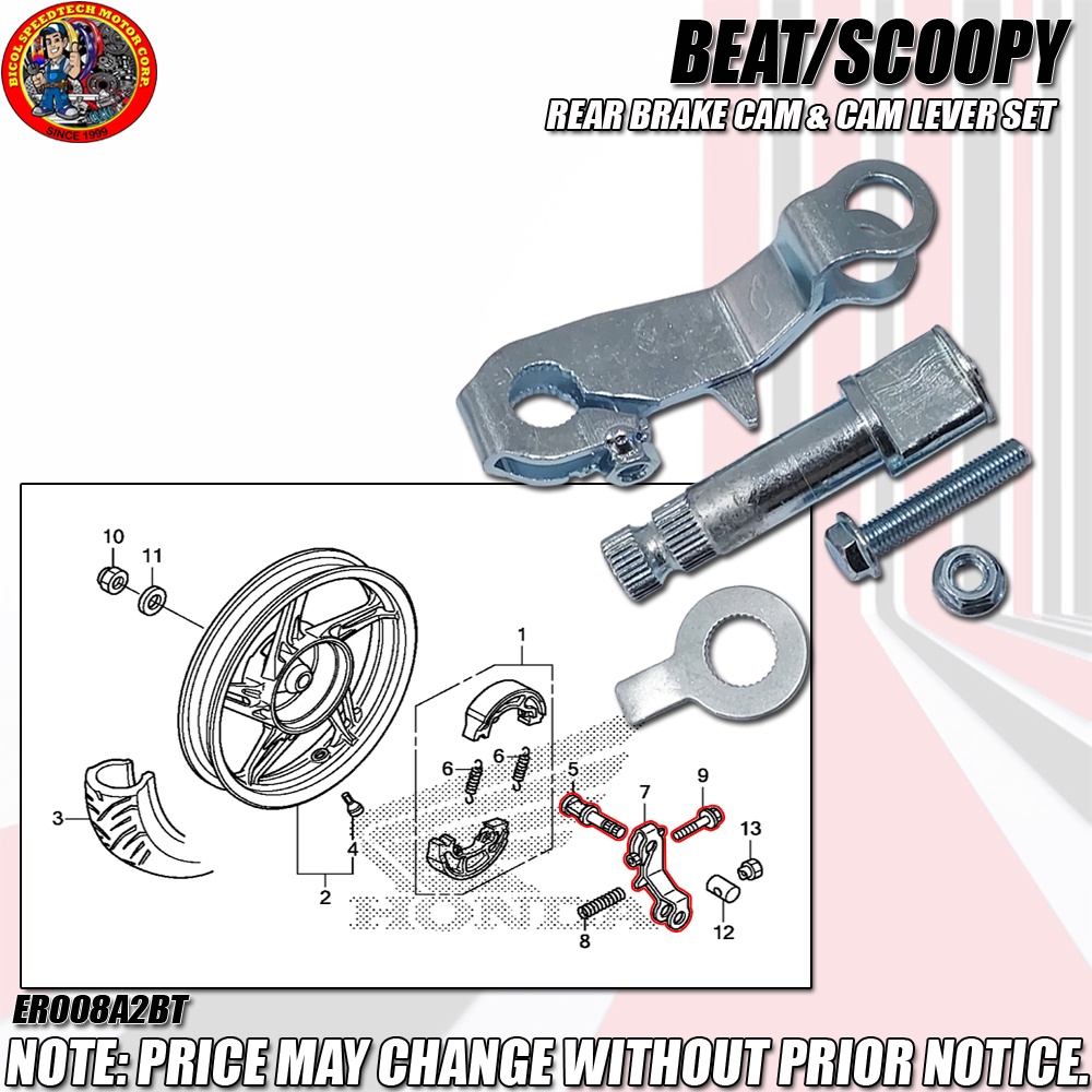 BEAT/SCOOPY REAR BRAKE CAM & CAM LEVER SET (ER008A2BT) | Shopee Philippines