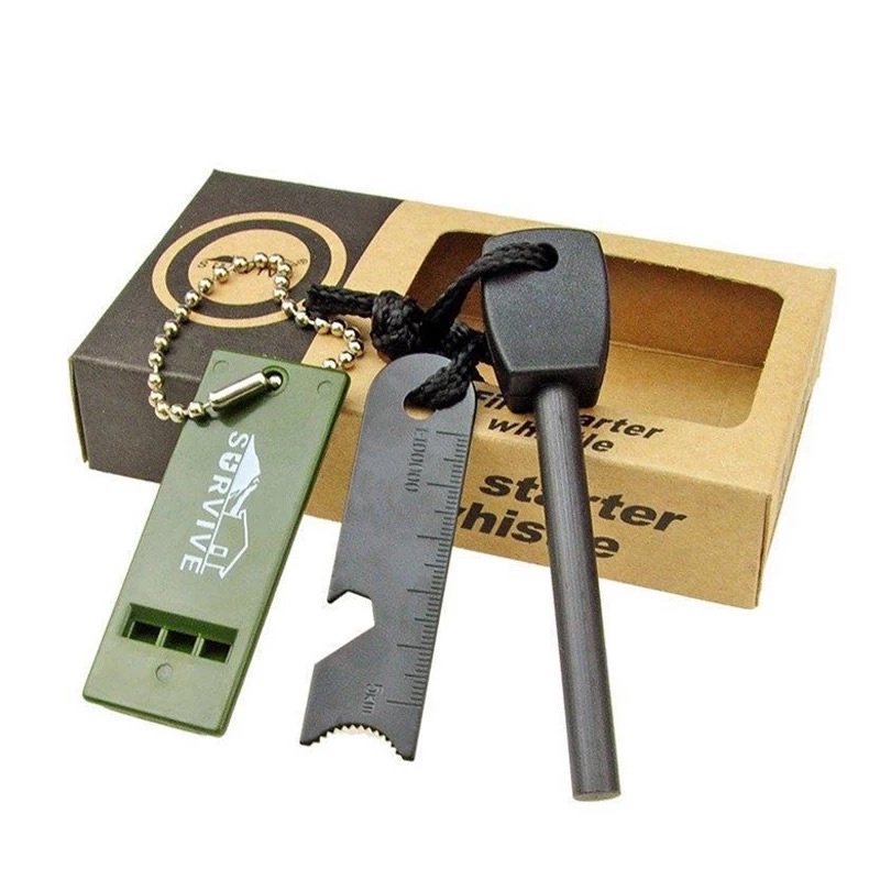 Fire Starter Outdoor Survival Magnesium Flint Stone With Whistle ...