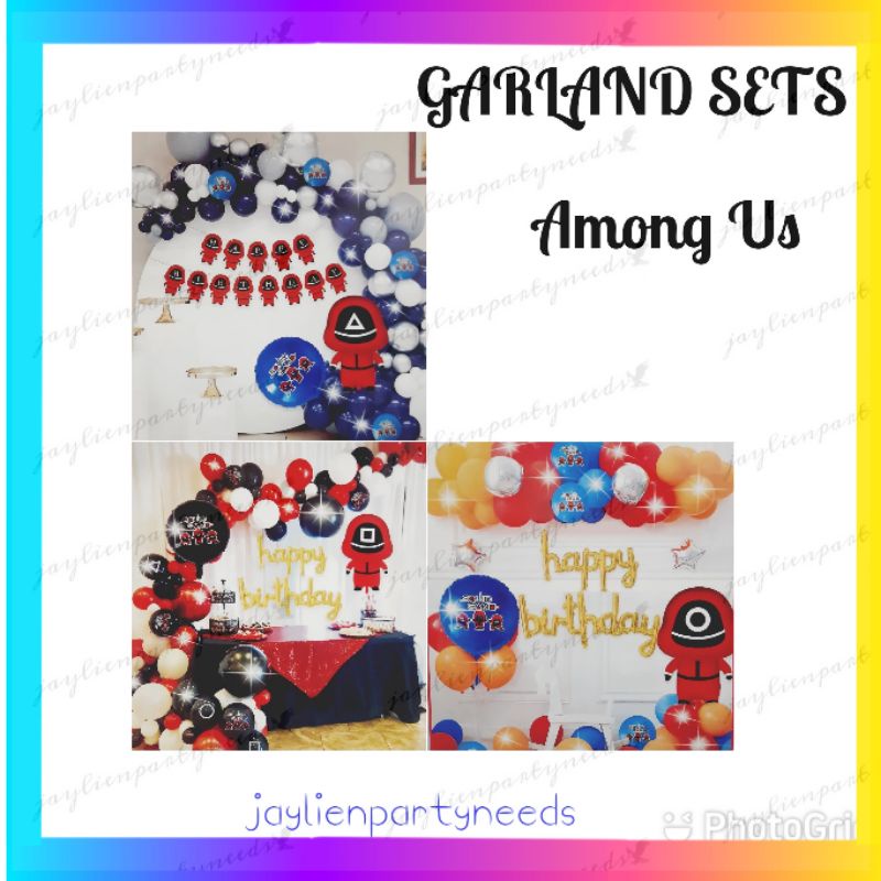 Among Us Party Garland Sets complete backdrop decorations | Shopee ...