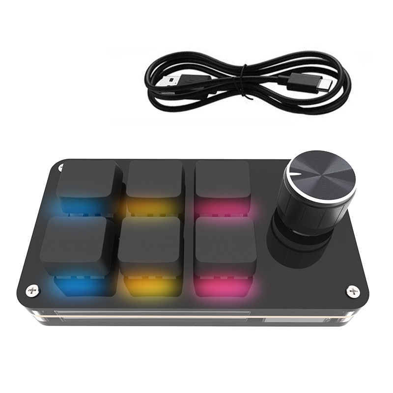 Rdxone USB Macro Custom Mini Keyboard 6 Keys 1 Knob Programming DIY ...