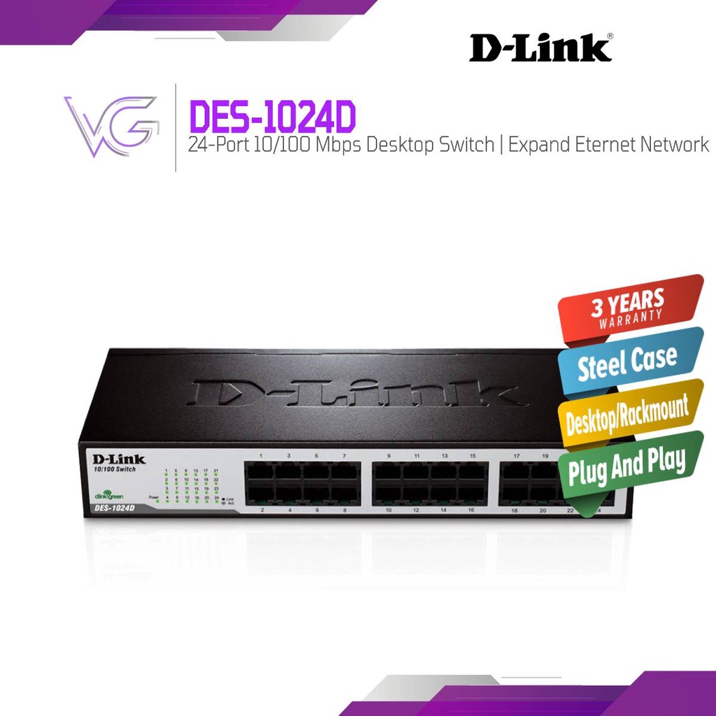 D-Link DES-1024D 24-Port Fast Ethernet Desktop/Rackmount Switch In ...