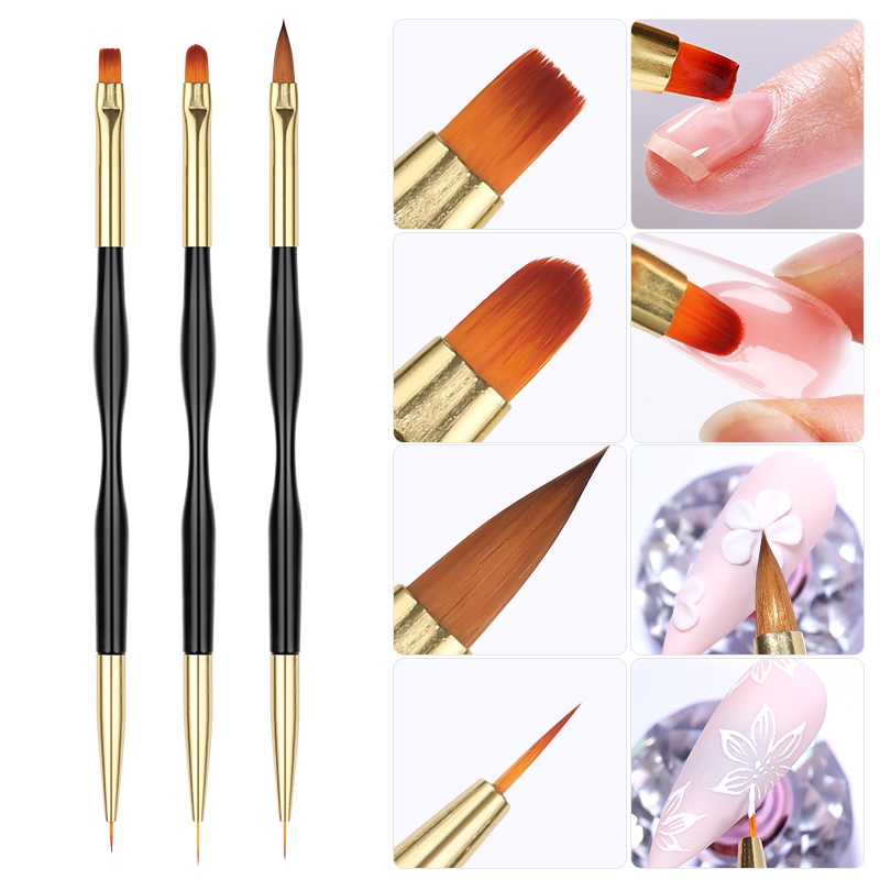 3Pcs French Stripe Nail Art Liner Brush Set Tips Ultra-thin Line ...