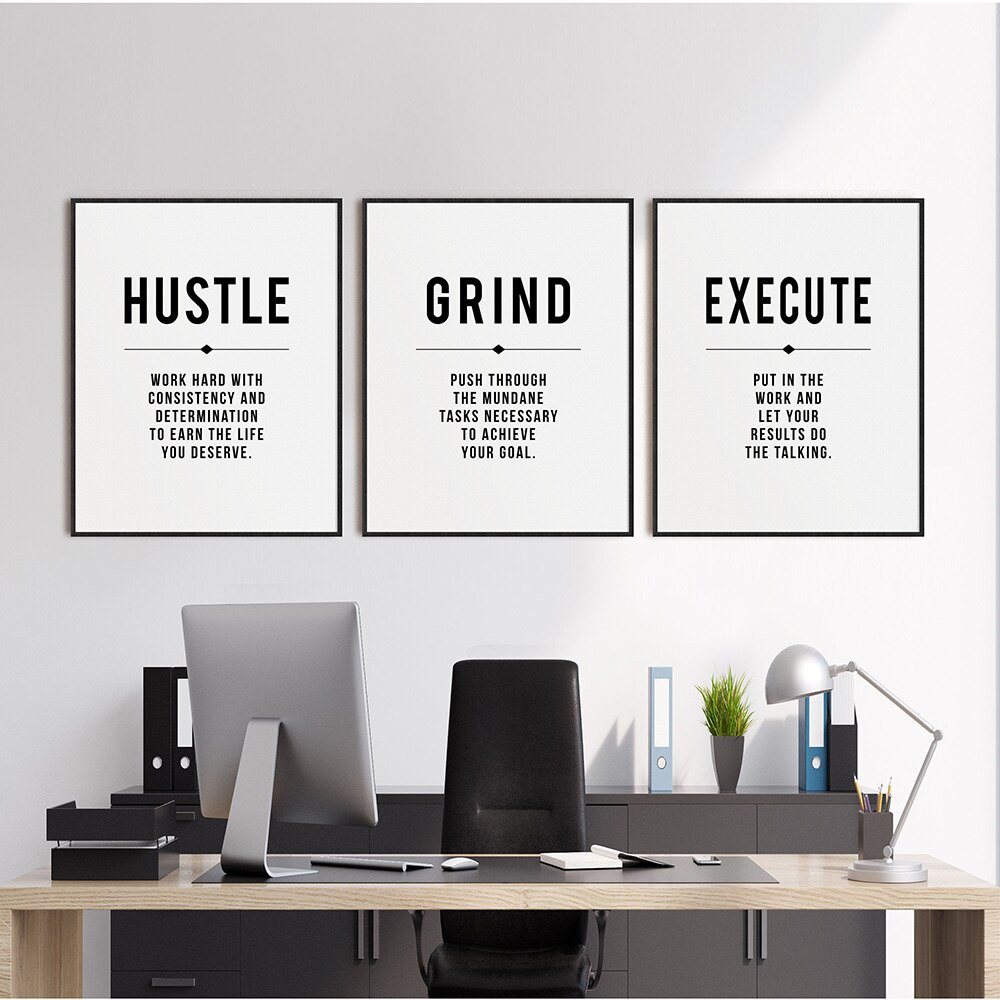 Grind Hustle Success Motivational Posters Prints Office Room Decor Modern Wall Art Entrepreneur ...
