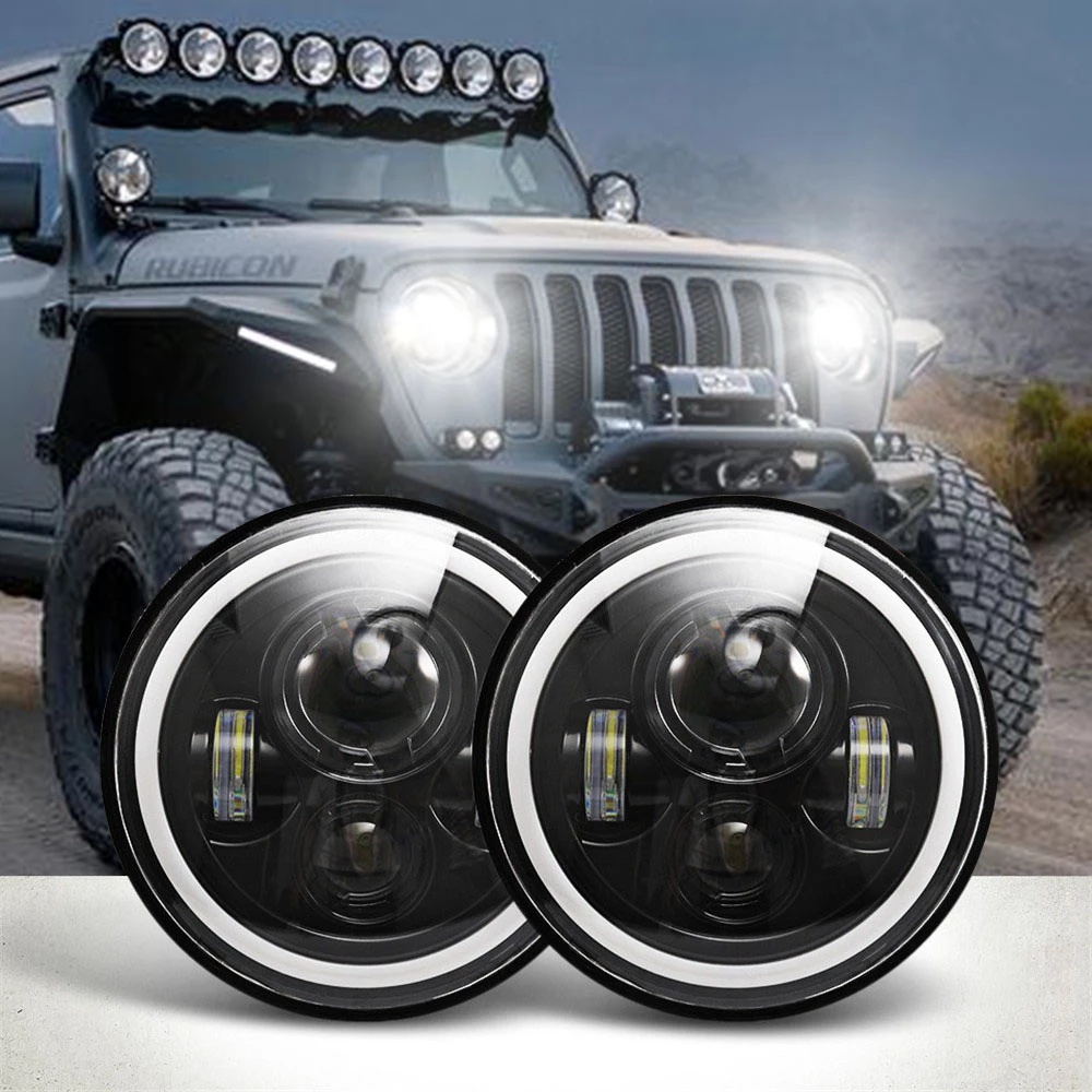 2PCS 7Inch 100W /140W H4 12V 24V Car LED Headlights Motorcycle Light ...