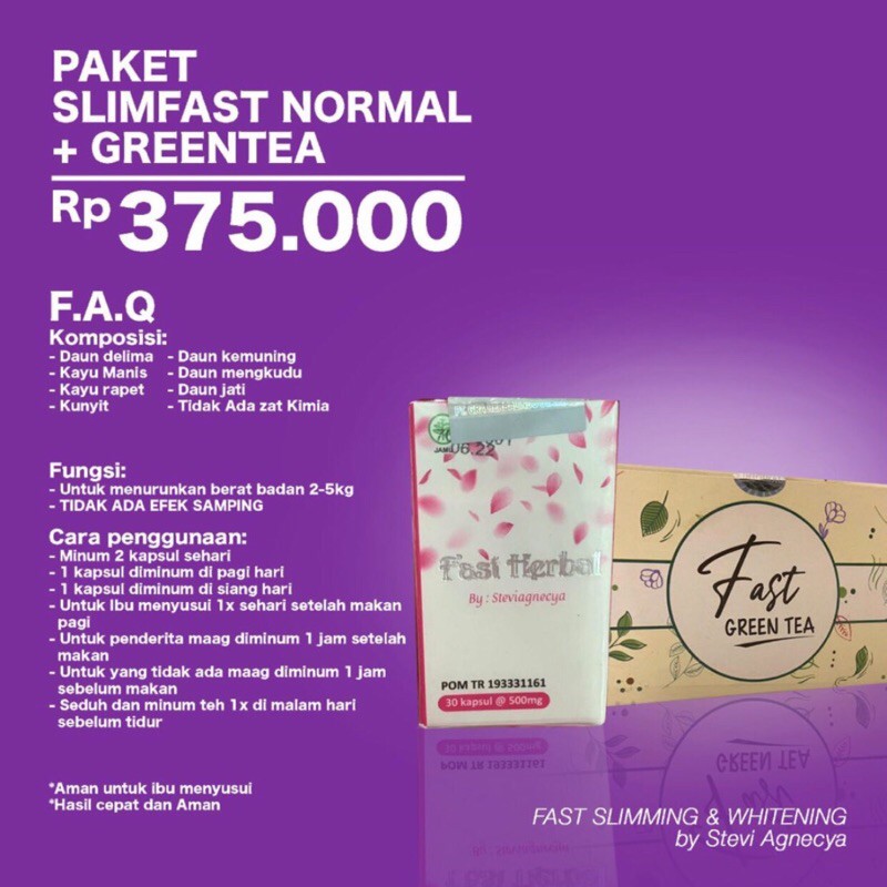 Normal SLIMFAST Package + GREENTEA FAST SLIMMING Teak Green Teak HERBAL ...