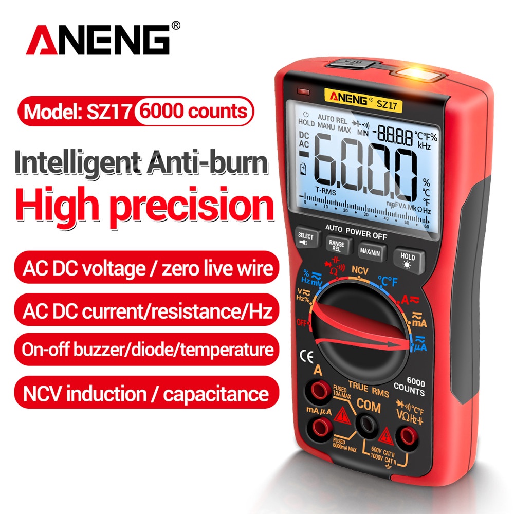 Aneng Sz17 Digital Multimeter 6000 Profesional True Rms Analog Tester ...
