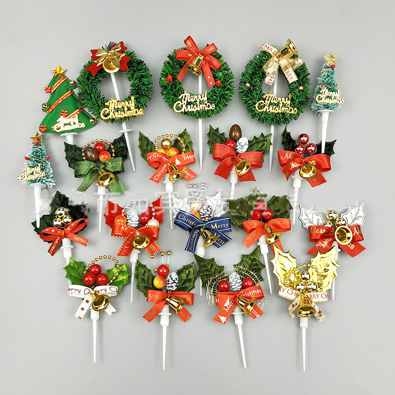 Christmas Cake Toppers Christmas Tree Bell Garland Festive Stand UP ...