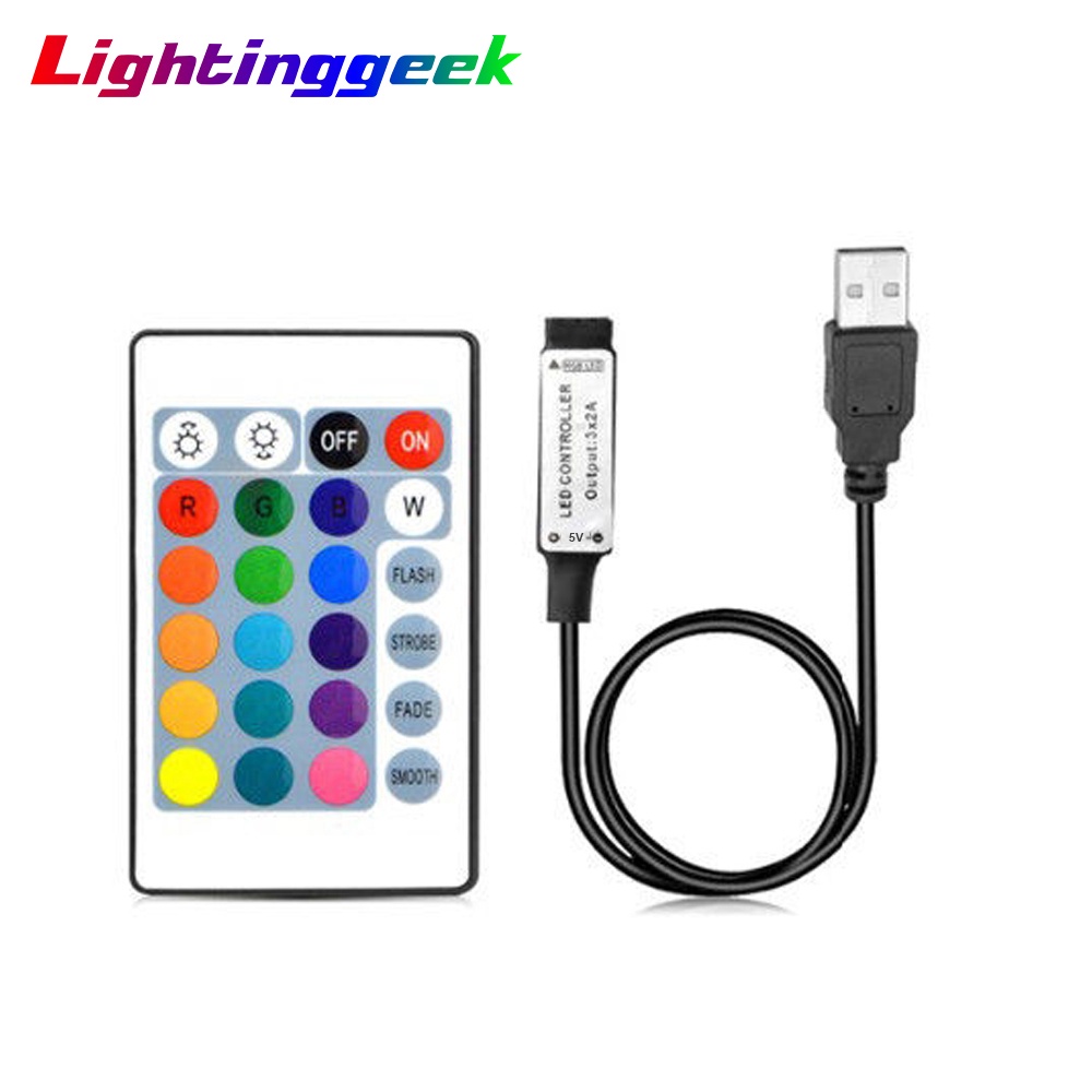 Lightinggeek DC 5V 3*2 A 24 Keys LED Controller IR Remote Controller ...