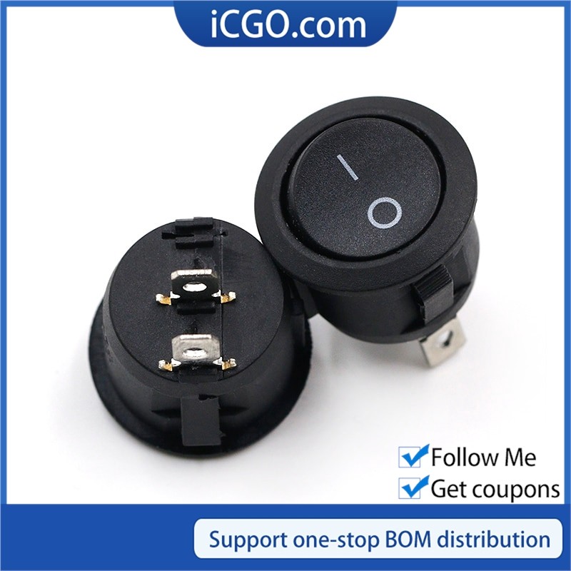 ONOFF Round Rocker Toggle Switch 3A250VAC ON-OFF Plastic Push Button ...