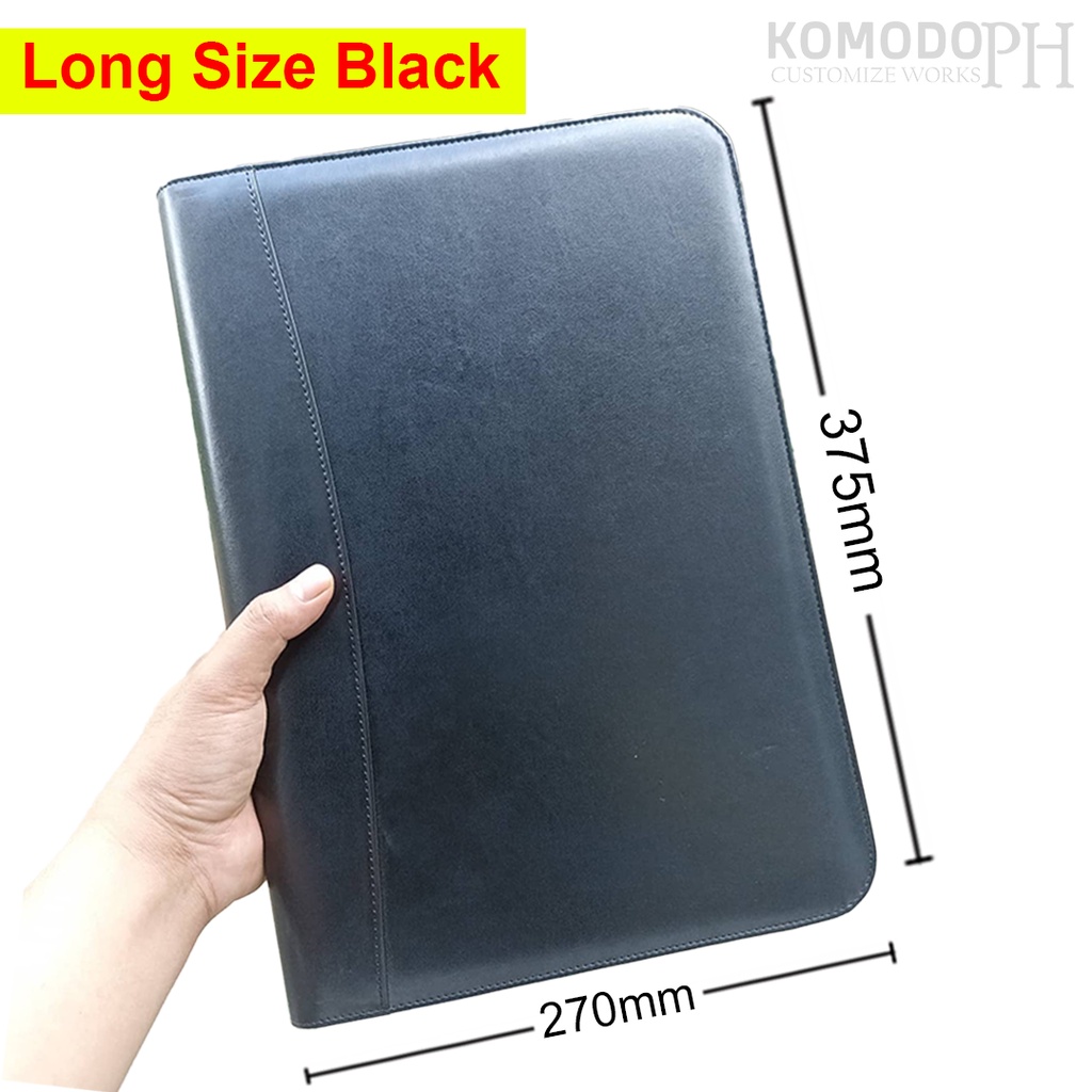[Personalized] Leather Portfolio Bag | Long size. Free engrave name ...