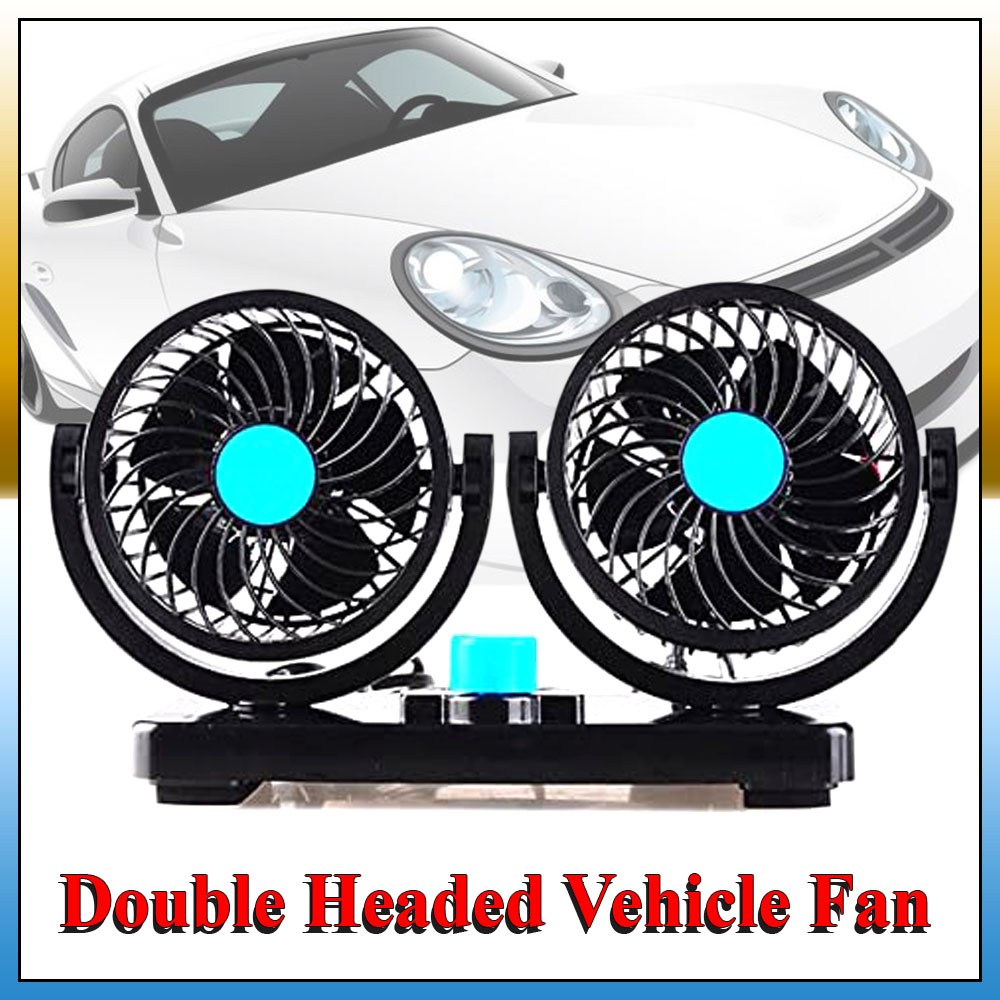 Electric Car Fan Dual Head 2 Double Head Air Circulator 360 Degree ...