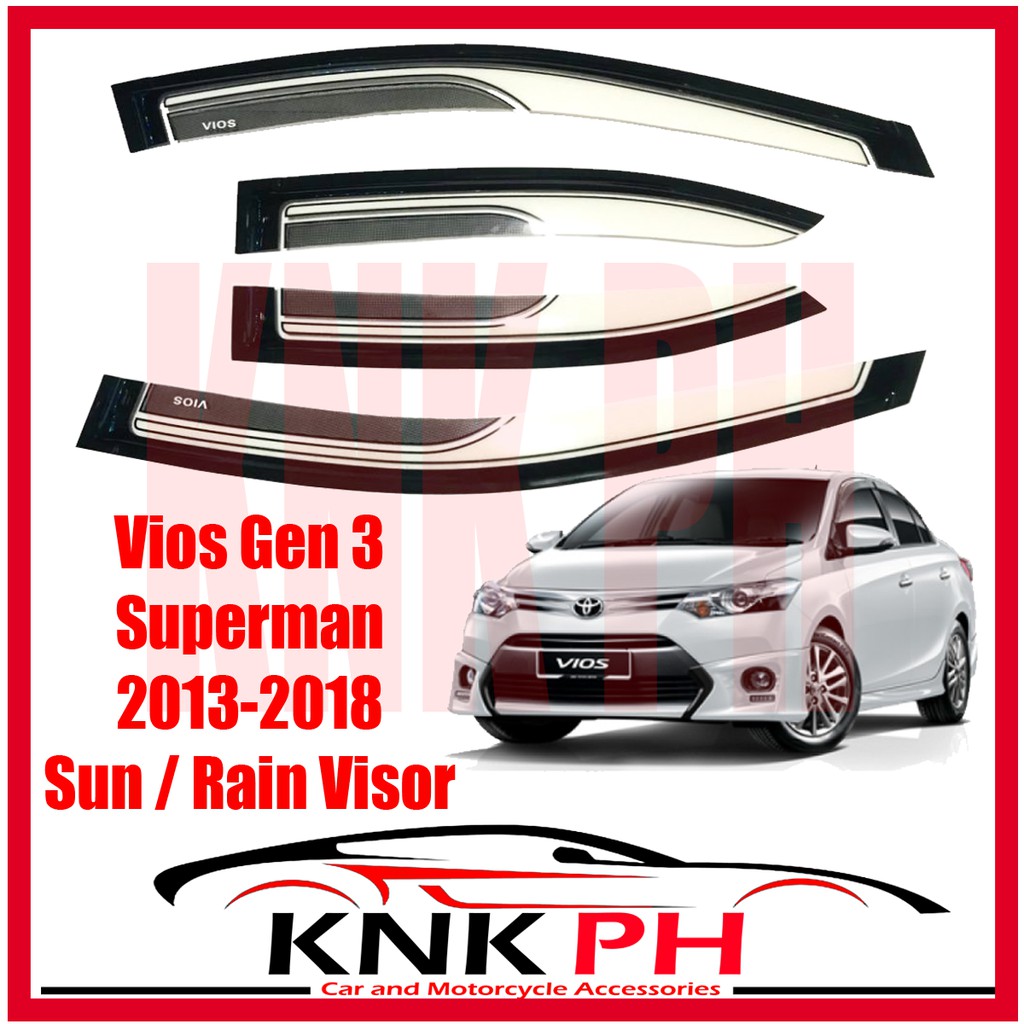 Toyota Vios Gen 3 Superman 2013-2018 Rain Visor Two Tone Rain Sun ...