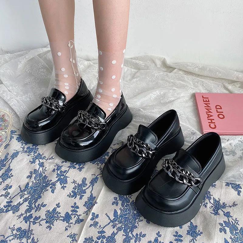2022 New Style Platform Thick-Soled One-Step Lazy Loafers Student ...