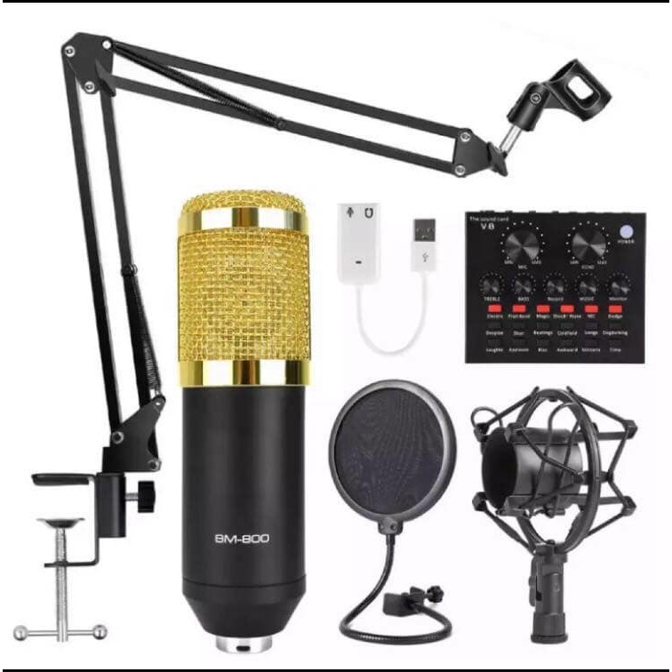 Bm800 Condenser Microphone Kit Studio Suspension Boom Scissor Arm Sound Card AU set | Shopee ...